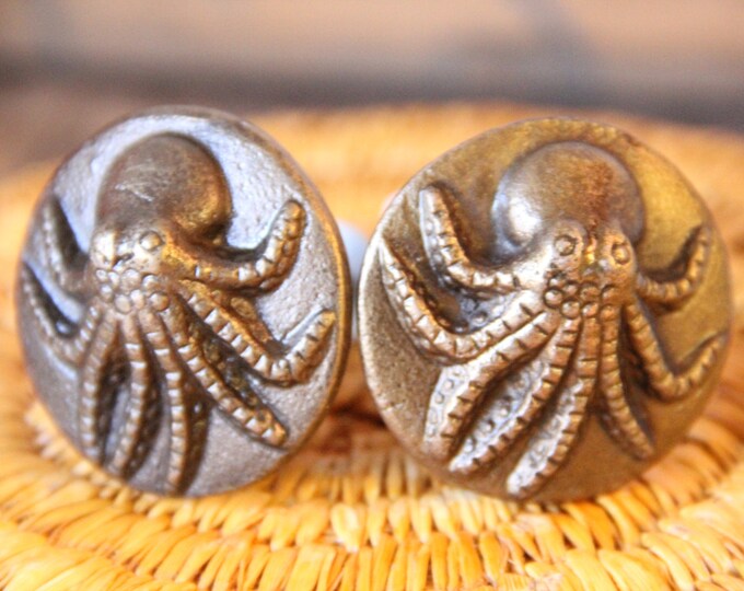 Set Lot of 2 Nautical Beach Ocean Sea Metal Octopus Drawer Knobs Pulls ...