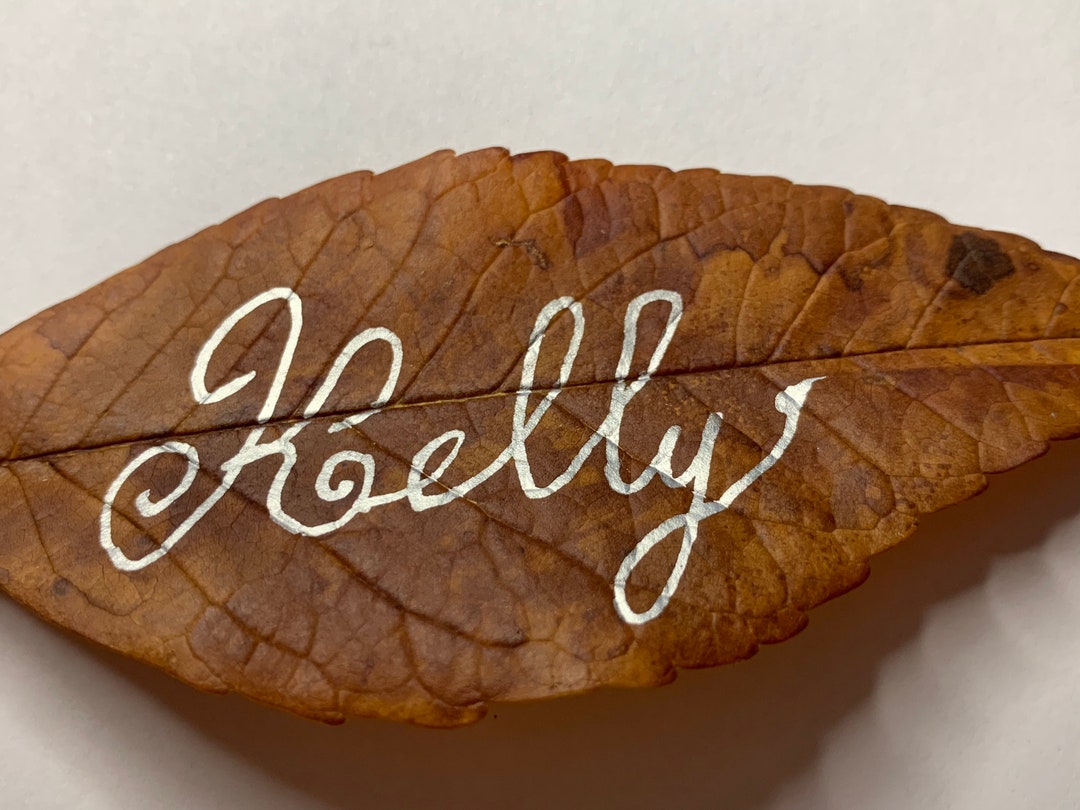 Custom Calligraphy Unique Name Bookmark of REAL FALL LEAF Personalized ...