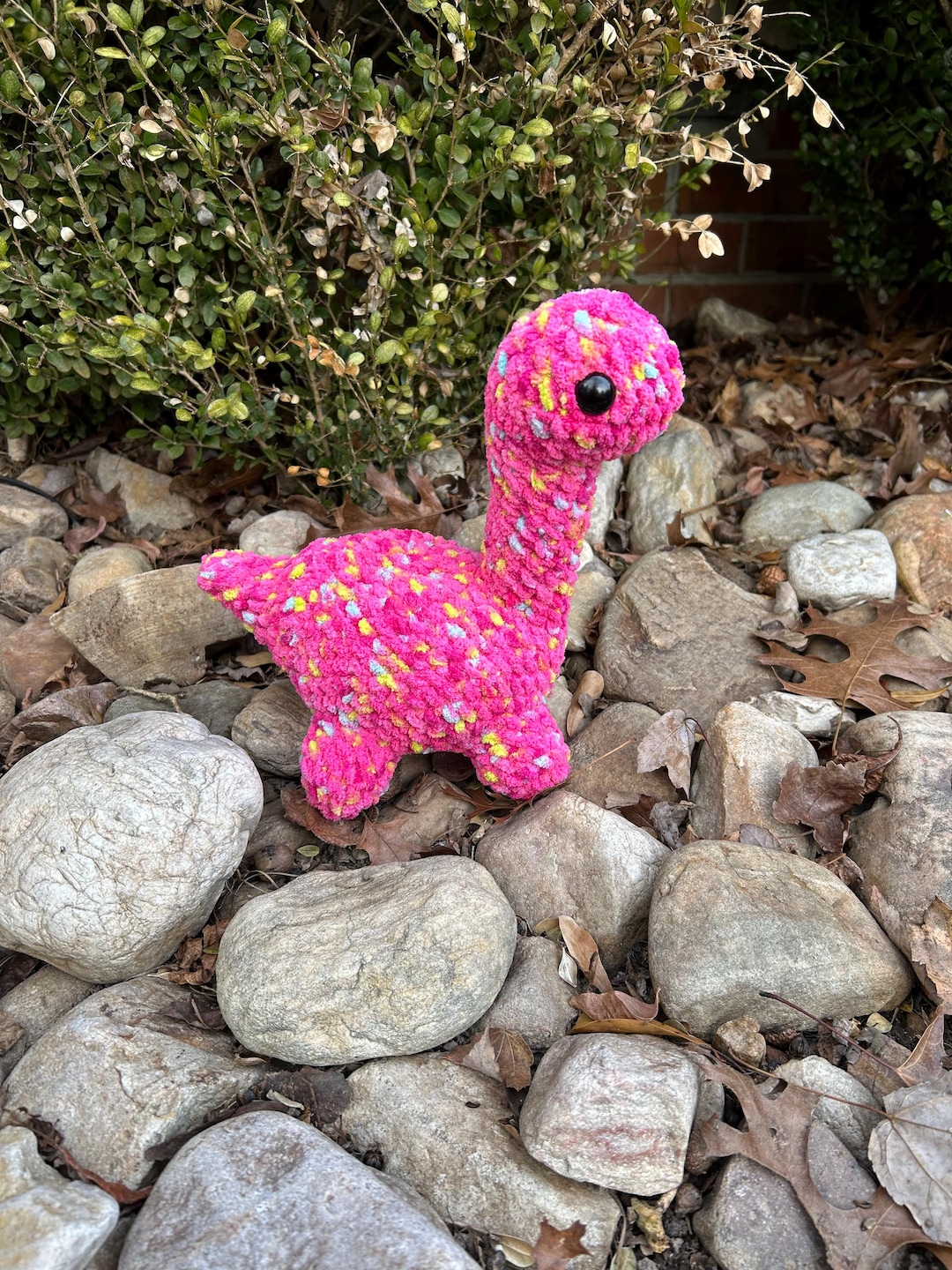 Crochet Brontosaurus in Pink Polka Dot - Etsy