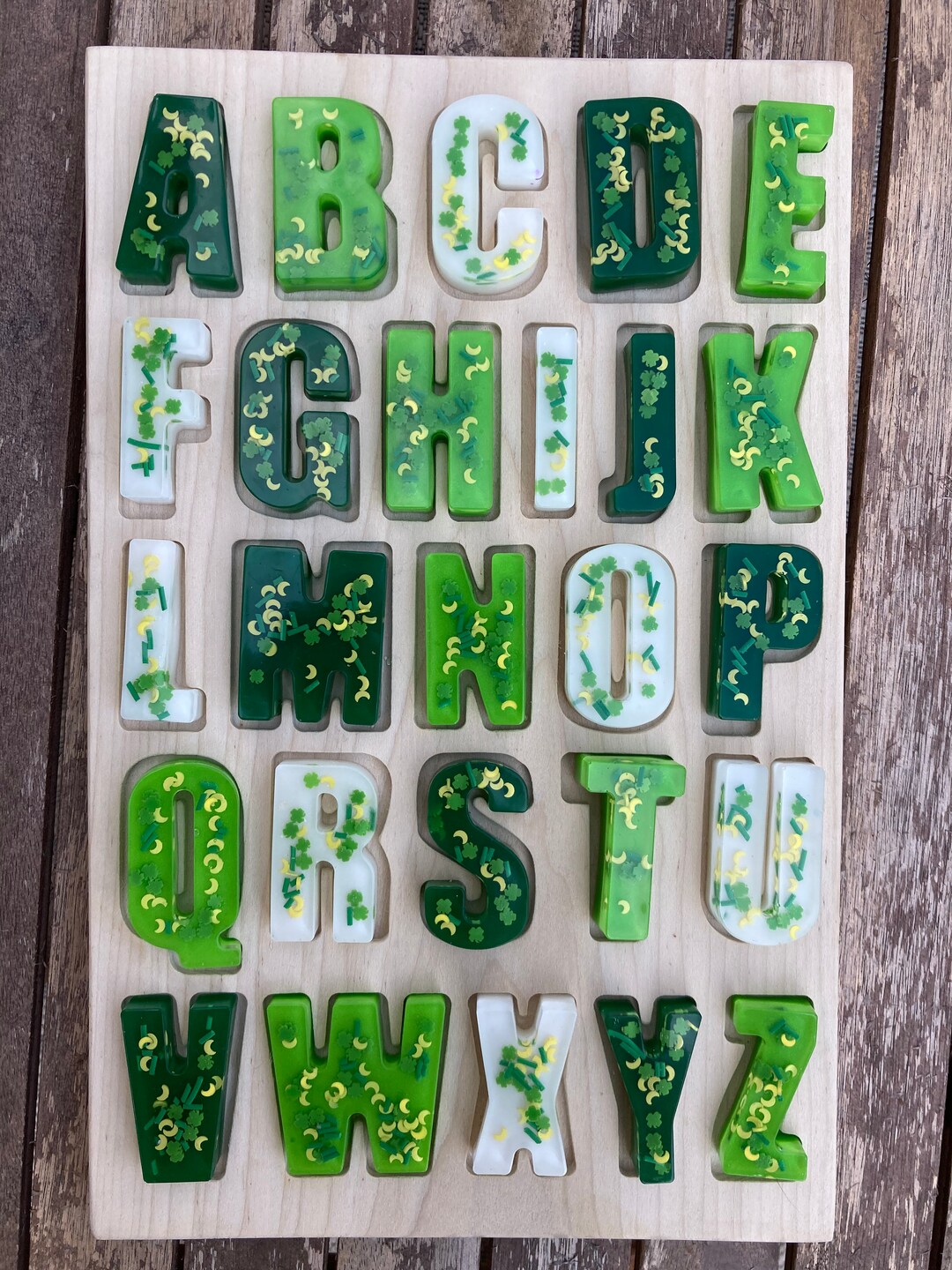 St Patrick’s Day Green Resin Letter Set - Lucky- Rein Alphabet - Etsy