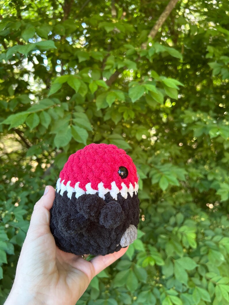 Handmade Crochet Red and Black Bird - Etsy