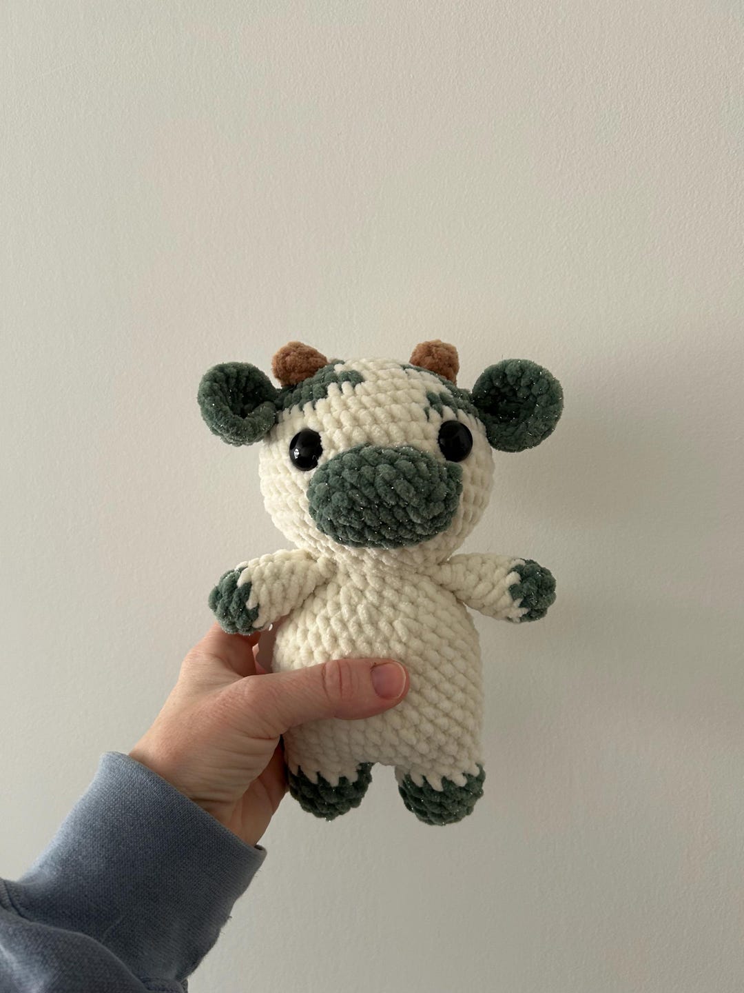 Handmade Crochet Green Sparkle Cow - Etsy