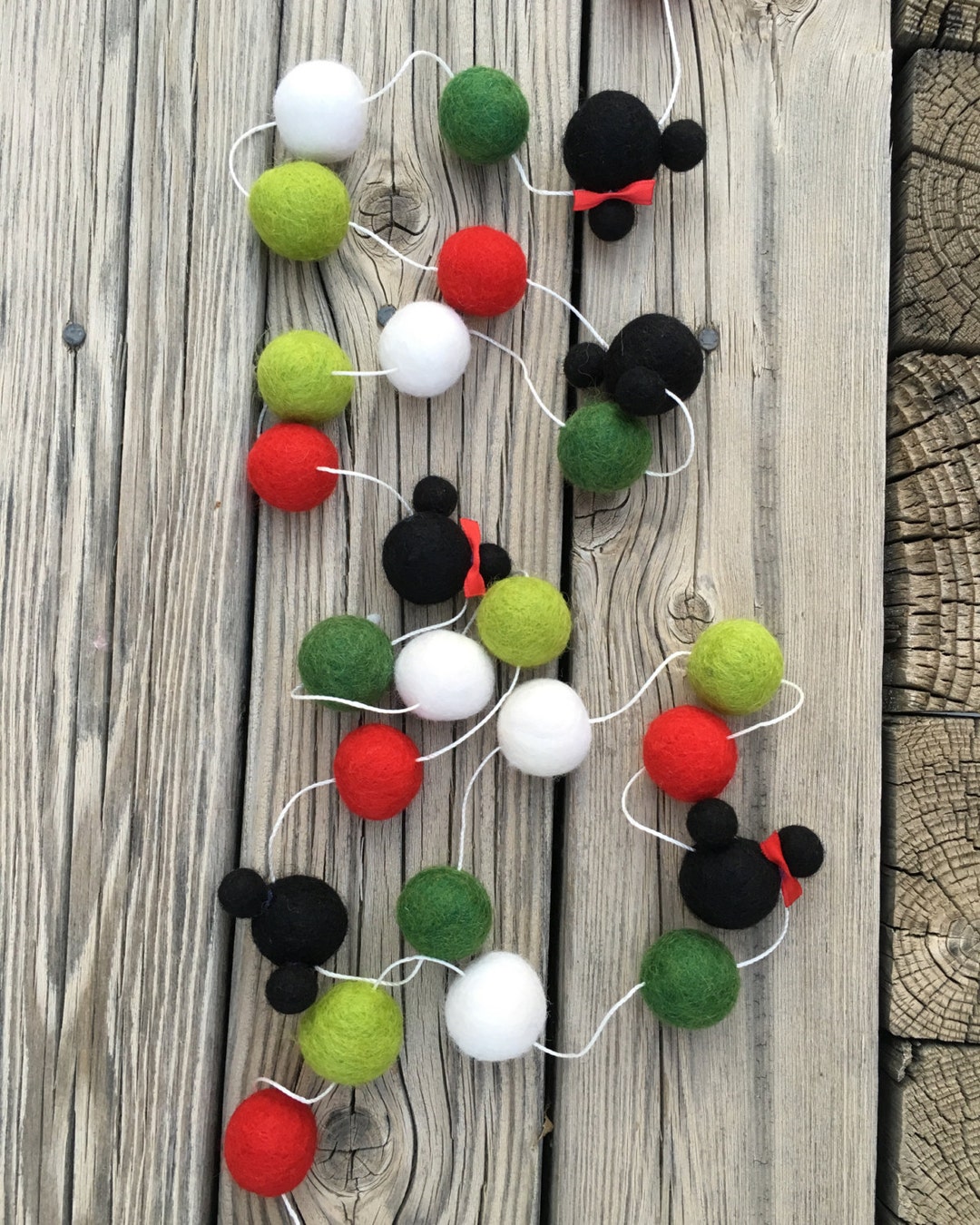 Christmas,disney, Mickey Minnie Mouse, Birthday Felt Ball Garland, Pom ...