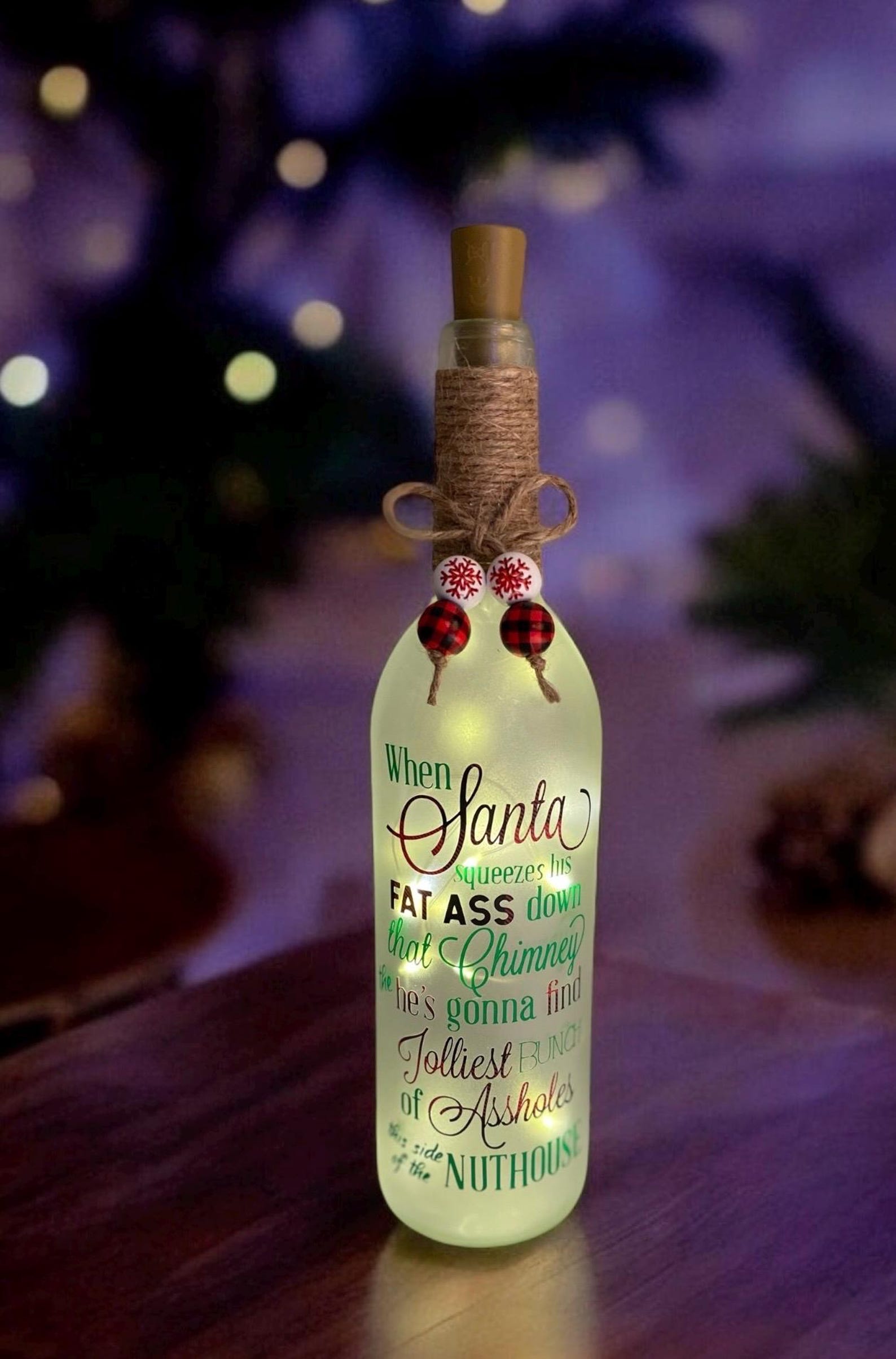 Christmas Wine Bottle With Ferry Lights - Etsy