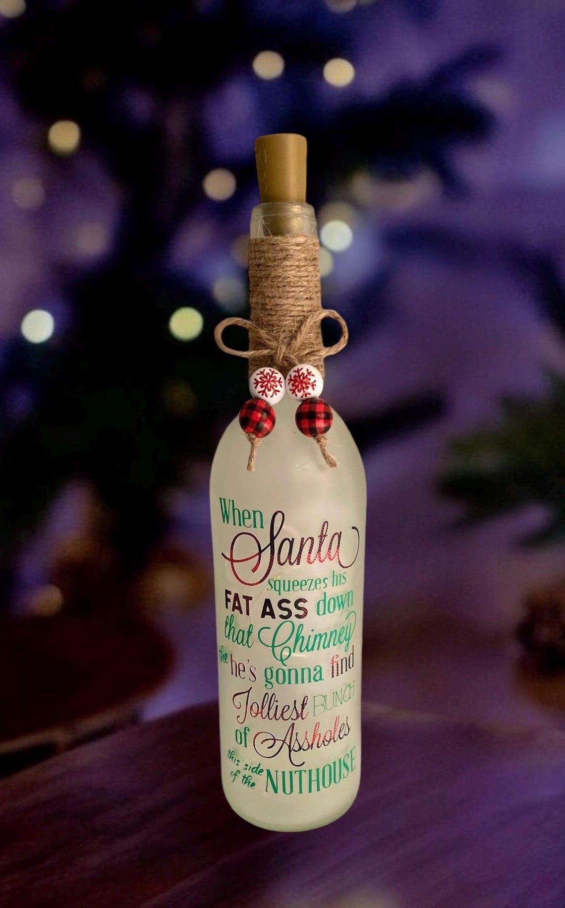 Christmas Wine Bottle With Ferry Lights - Etsy