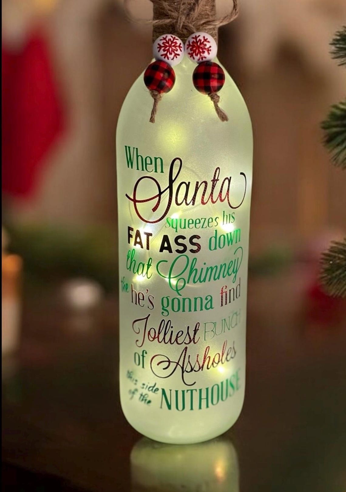 Christmas Wine Bottle With Ferry Lights - Etsy