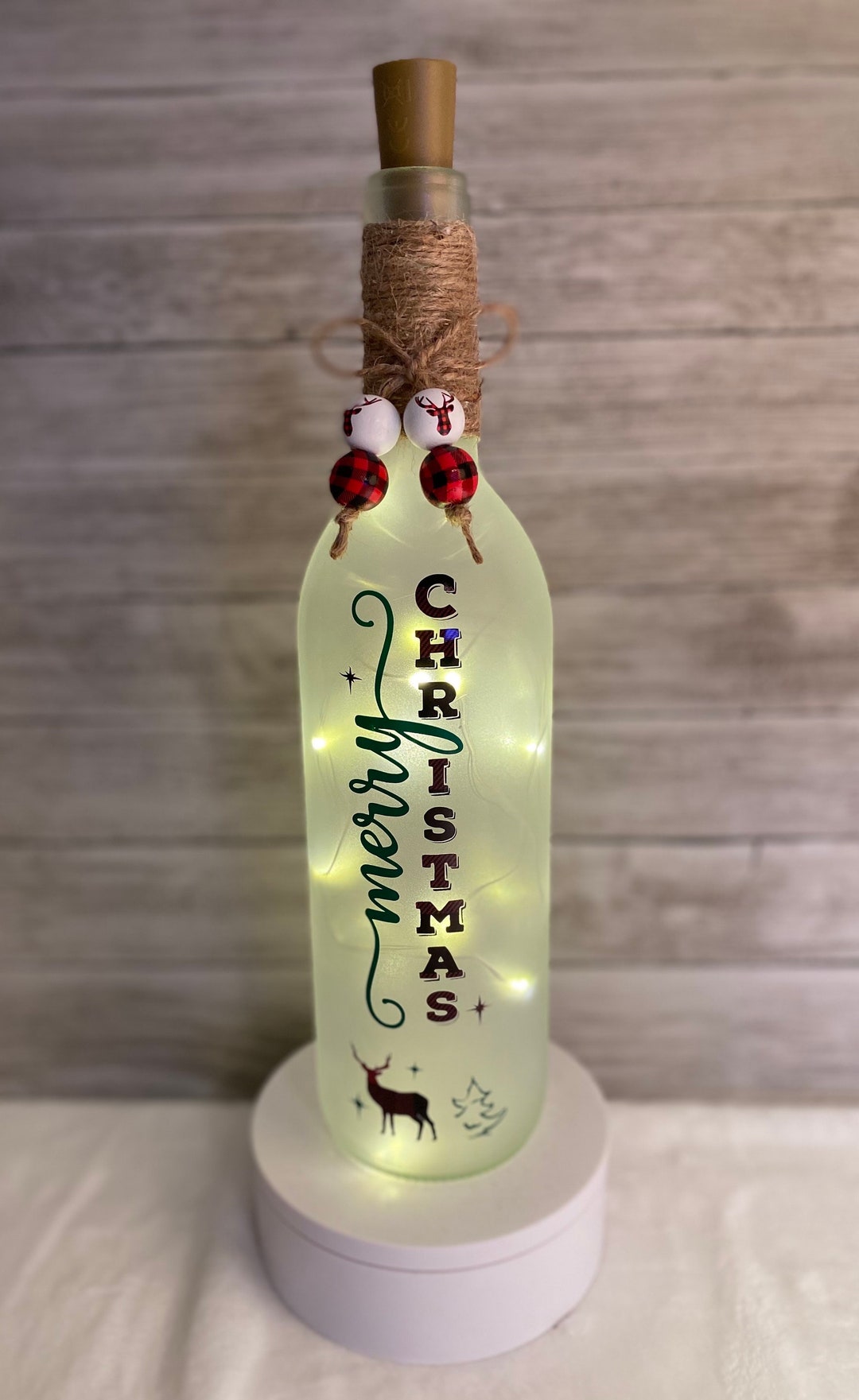 Christmas Wine Bottle With Ferry Lights - Etsy