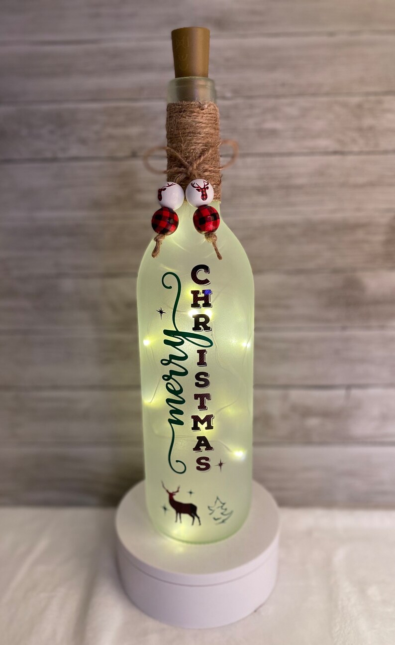 Christmas Wine Bottle With Ferry Lights - Etsy