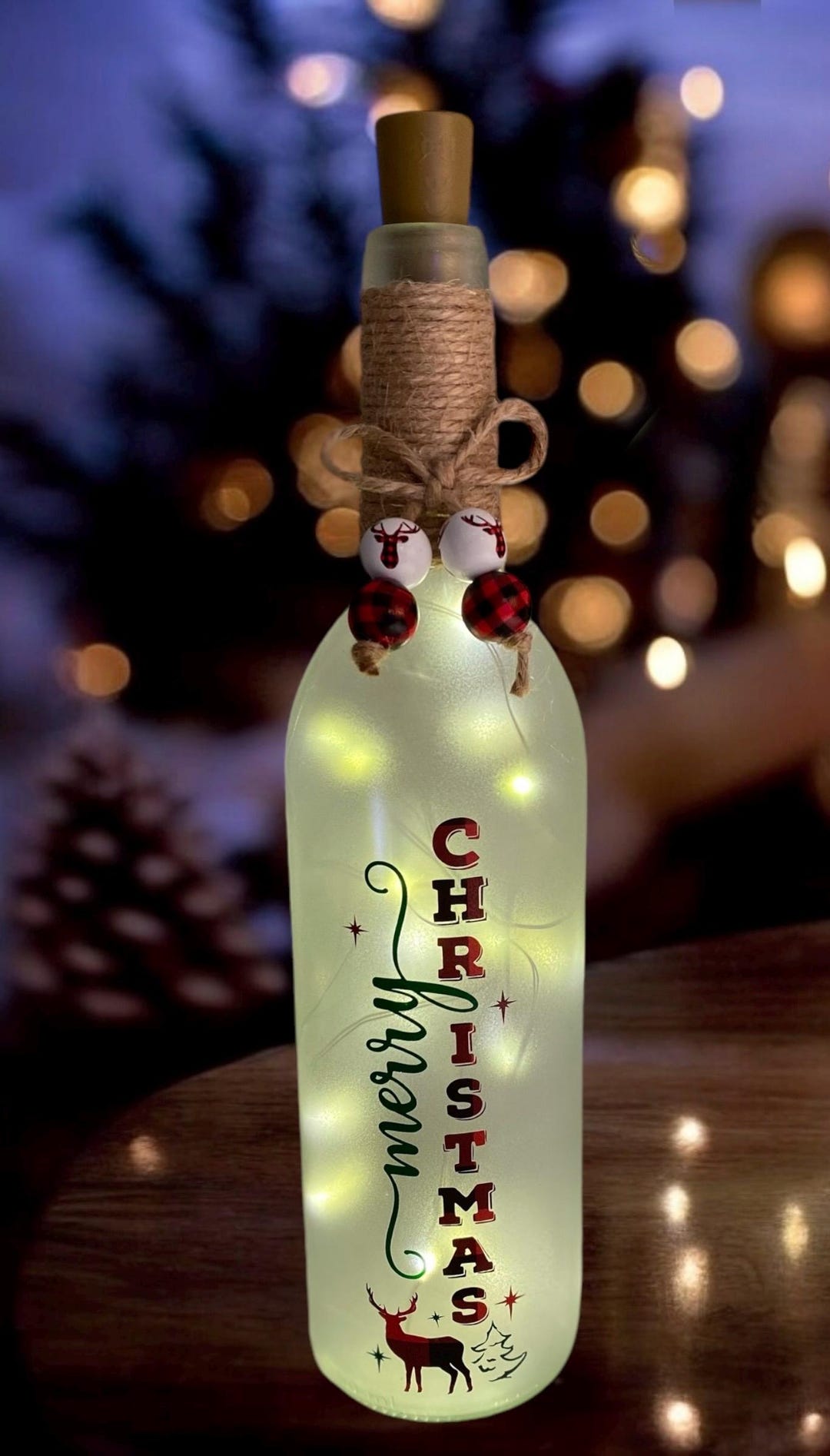 Christmas Wine Bottle With Ferry Lights - Etsy