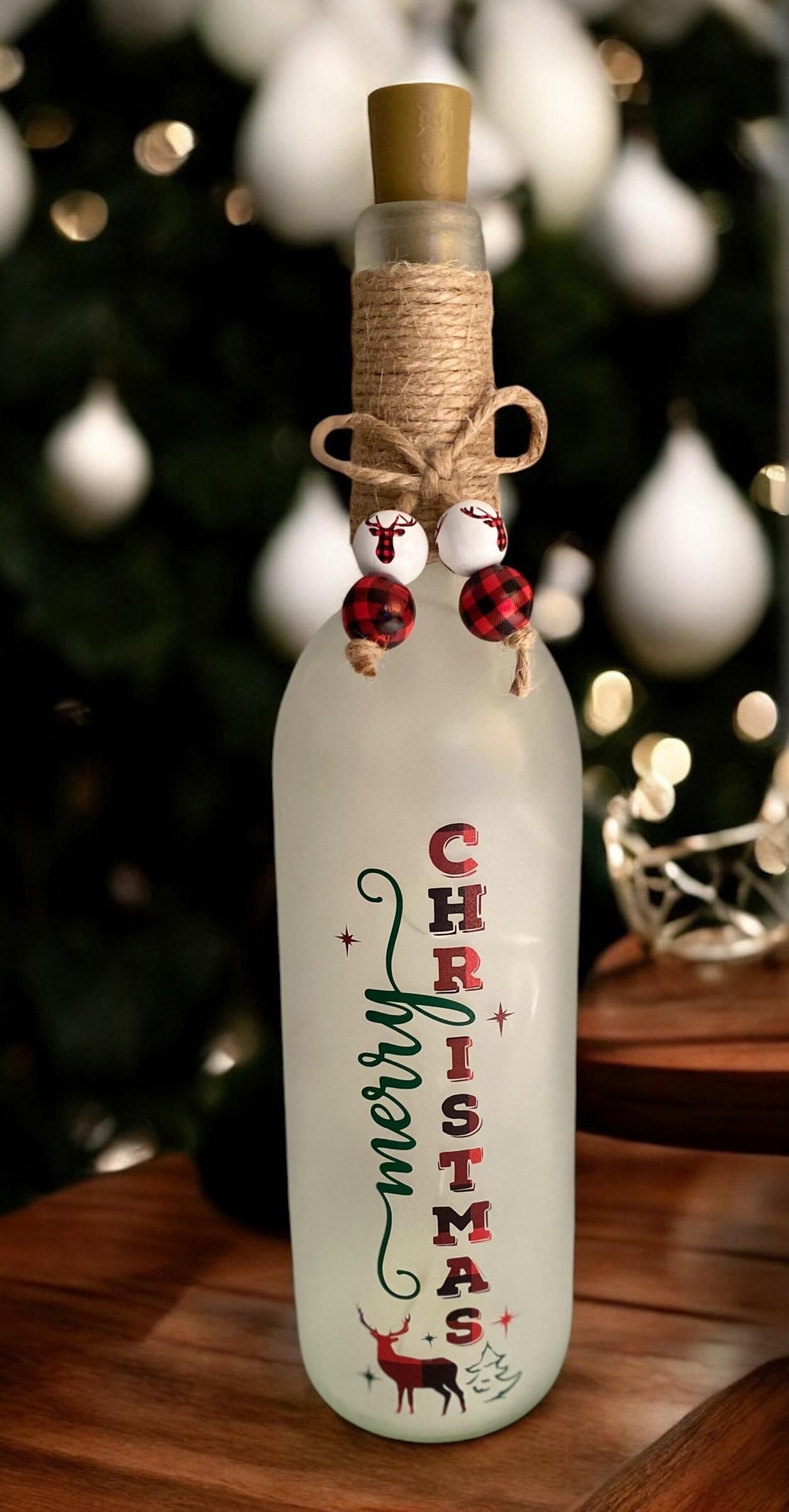 Christmas Wine Bottle With Ferry Lights - Etsy