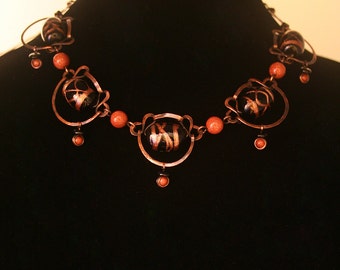 Wire Wrapped Copper Necklace With Vintage Purple Glass Beads | Etsy