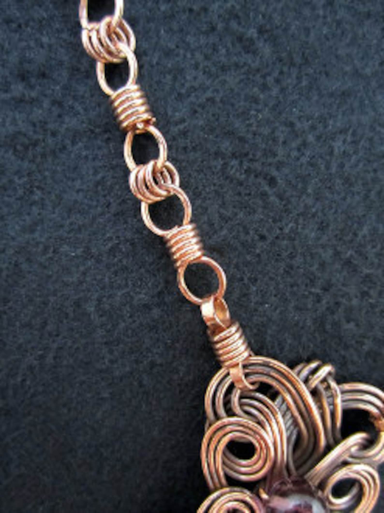 Wire Wrapped Copper Necklace With Vintage Purple Glass Beads - Etsy