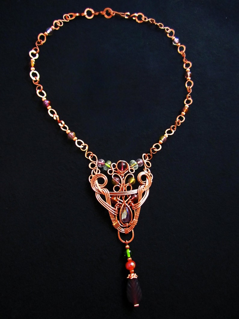 Copper and Glass Fantasy Necklace - Etsy