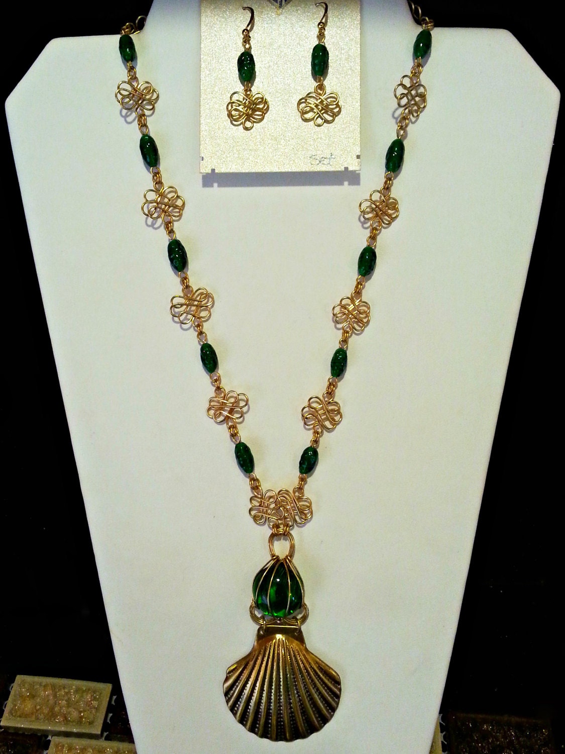 Wire Wrapped Brass Scallop Shell Necklace Set - Etsy