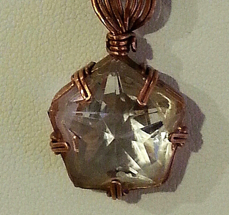 Copper Wire Wrapped Braided Pendant, Vintage Star Crystal, Pentagram ...