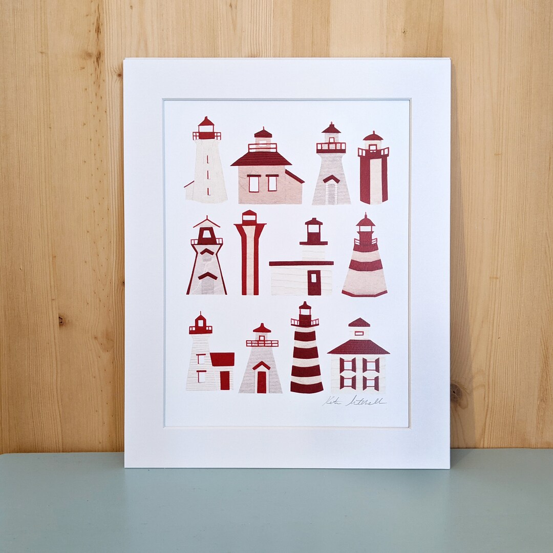 Lighthouses Print - 8x10 Digital Art Print - Nautical Print - Etsy