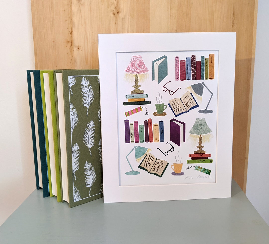 Book Lover Print - 8x10 Digital Art Print - Library Print - Reading ...