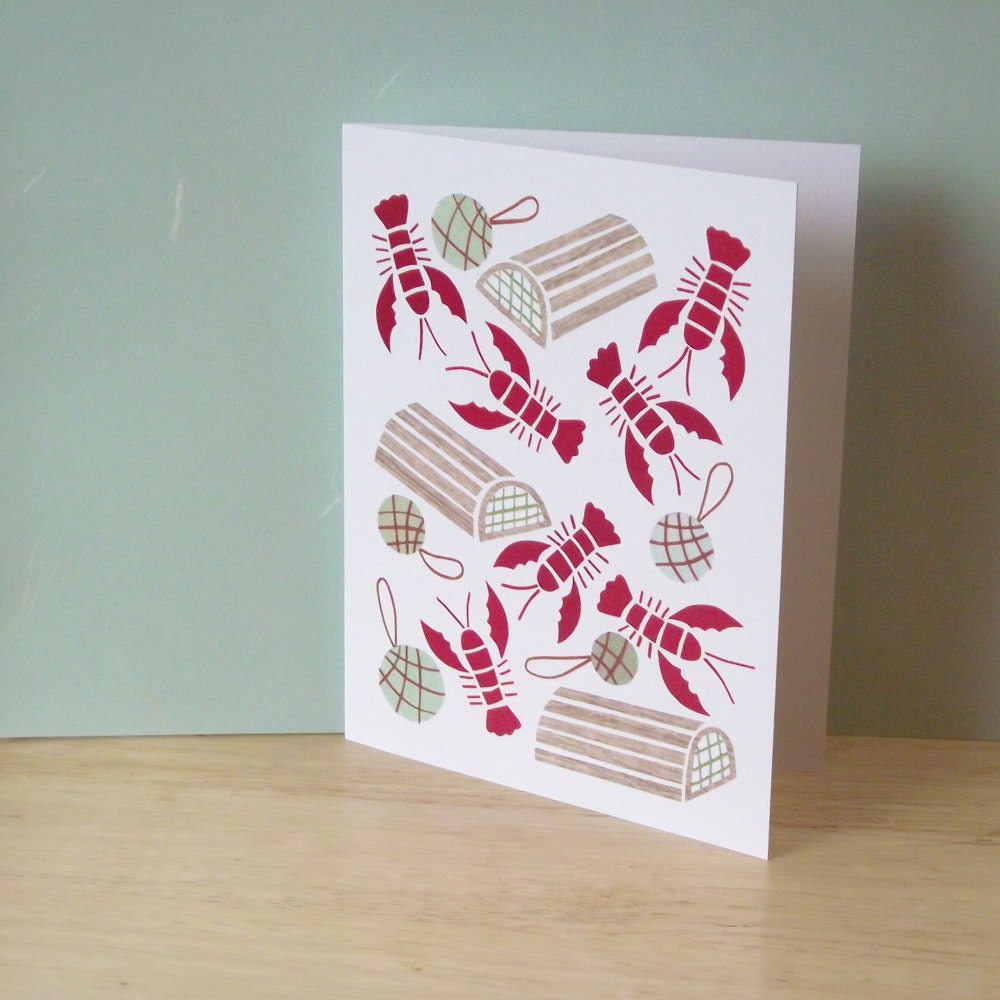 Lobsters Greeting Card Lobster Trap Card Nautical Card - Etsy
