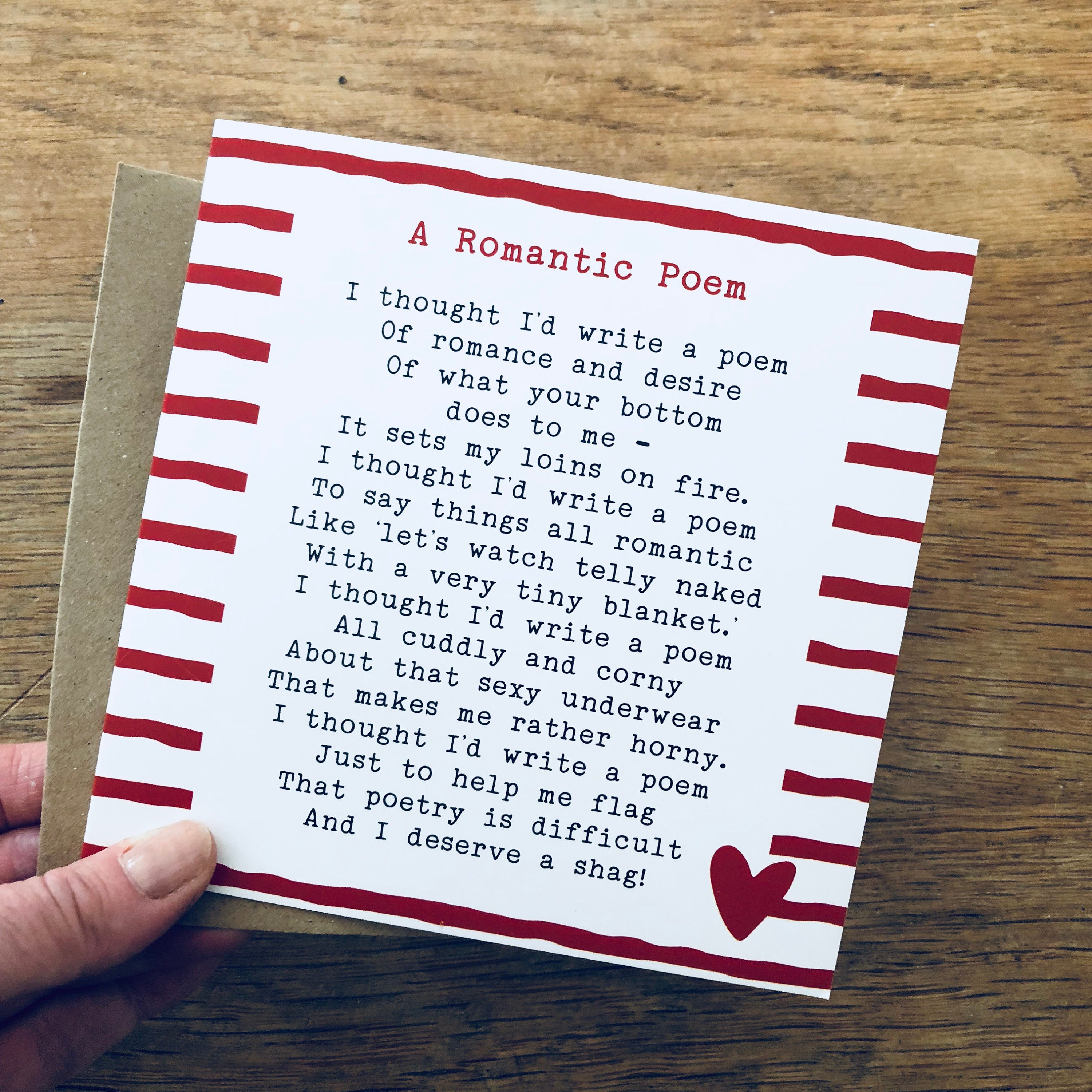 Naughty Valentines Card Romantic Poem Valentines Etsy