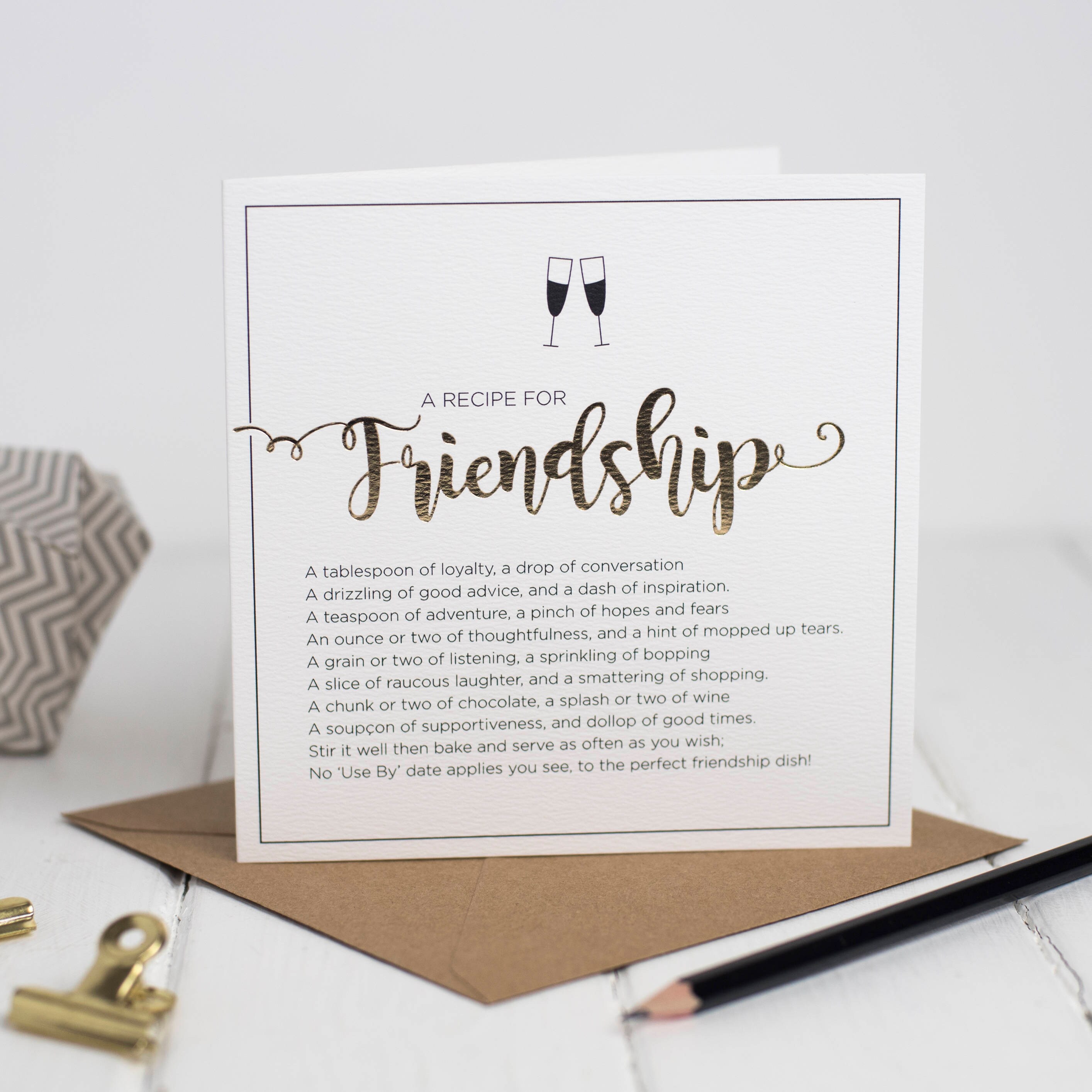 Best Friend Card Recipe For Friendship Gold Foil Card | Etsy