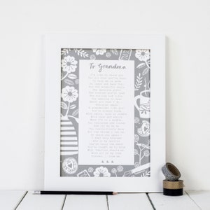 Grandma Poem - PDF Print - Grandmother Gift - Grandma Print - Letter to ...