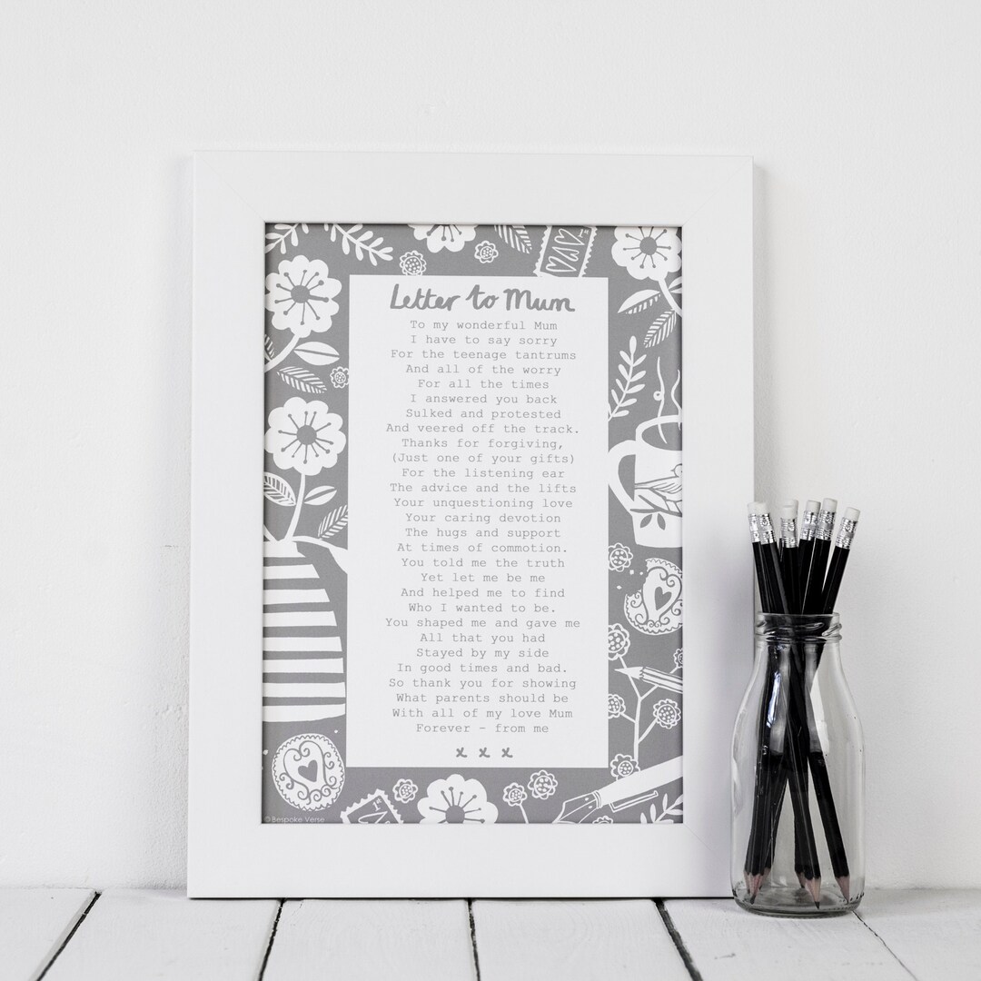 Gift for Mum - Mum Print - PDF Print - Mothers Day Poem - Mum Poem ...