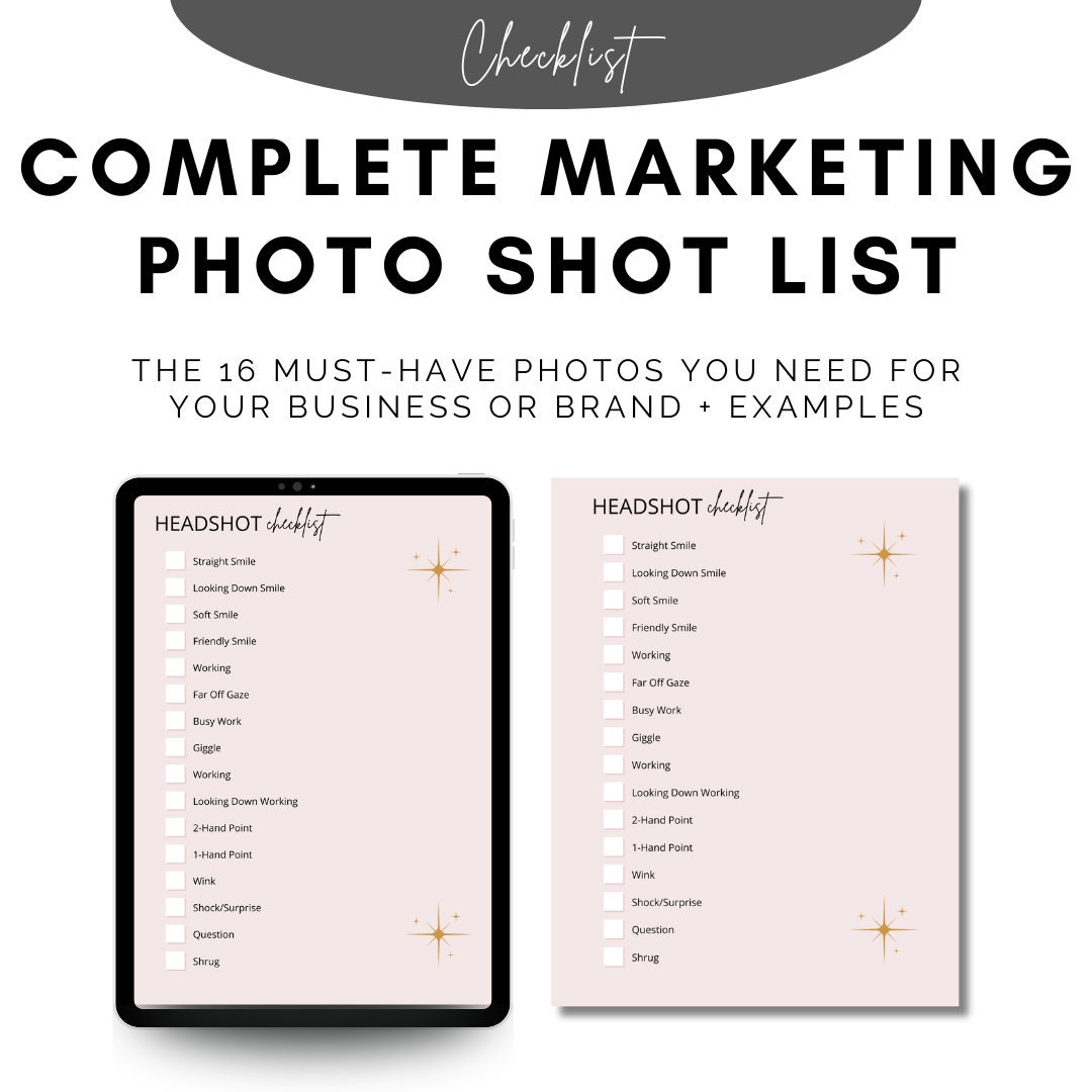 Marketing Photo Checklist Branding Photo Shot List Branding Photos for ...
