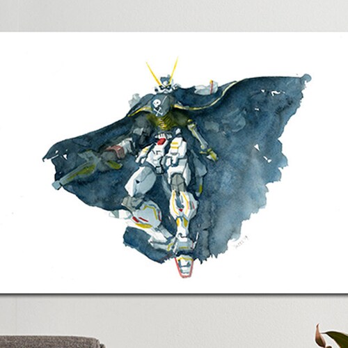 Gundam Wall Art Crossbones Gunpla Prints Anime Watercolour - Etsy
