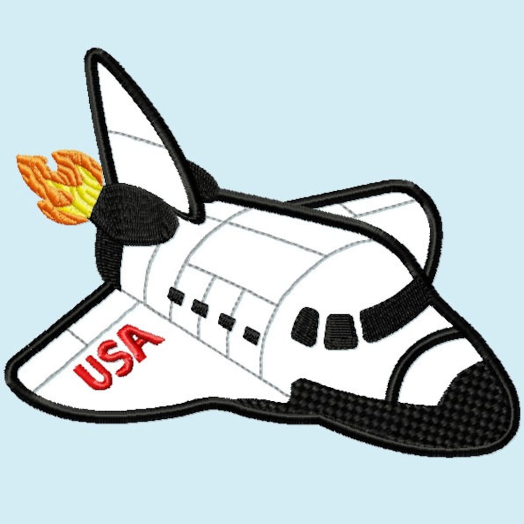 Shuttle Rocket Jet APPLIQUE Embroidery Design 3 Sizes INSTANT DOWNLOAD ...