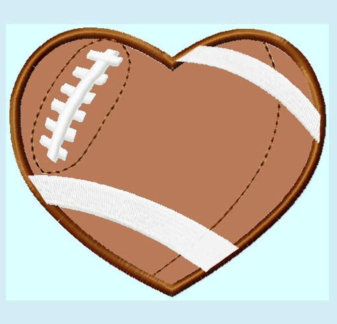 Football Heart Applique Embroidery Designs 7 Sizes, Hoops 4x4 5x7 6x10 ...