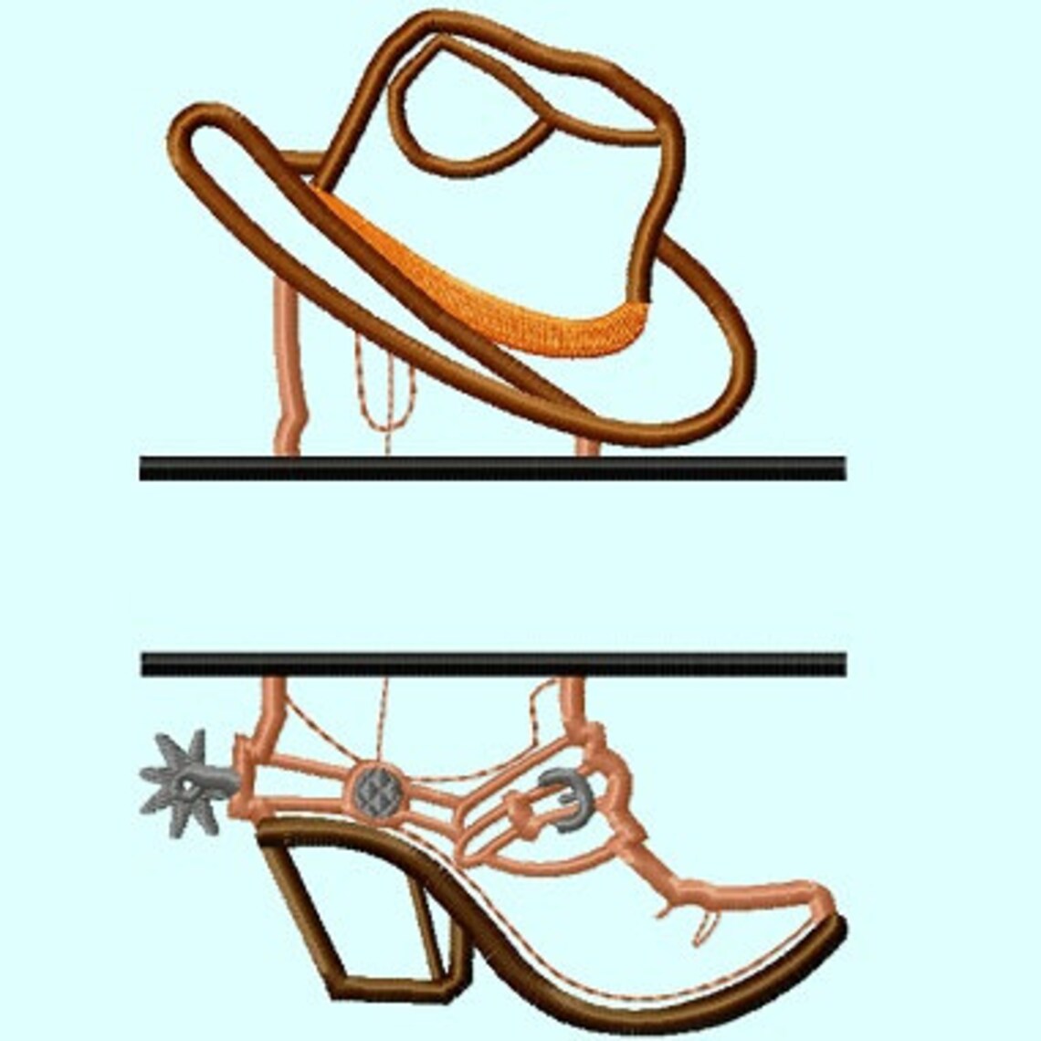 Split Cowboy Hat on Boot Applique Embroidery Design Pattern INSTANT ...