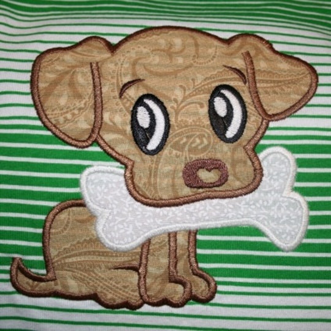 Cute Puppy Dog With Bone APPLIQUE Embroidery Designs 3 Sizes INSTANT ...