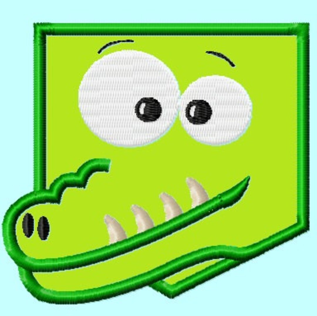Gator Face Pocket Shape Embroidery Applique Designs 3 Sizes INSTANT ...