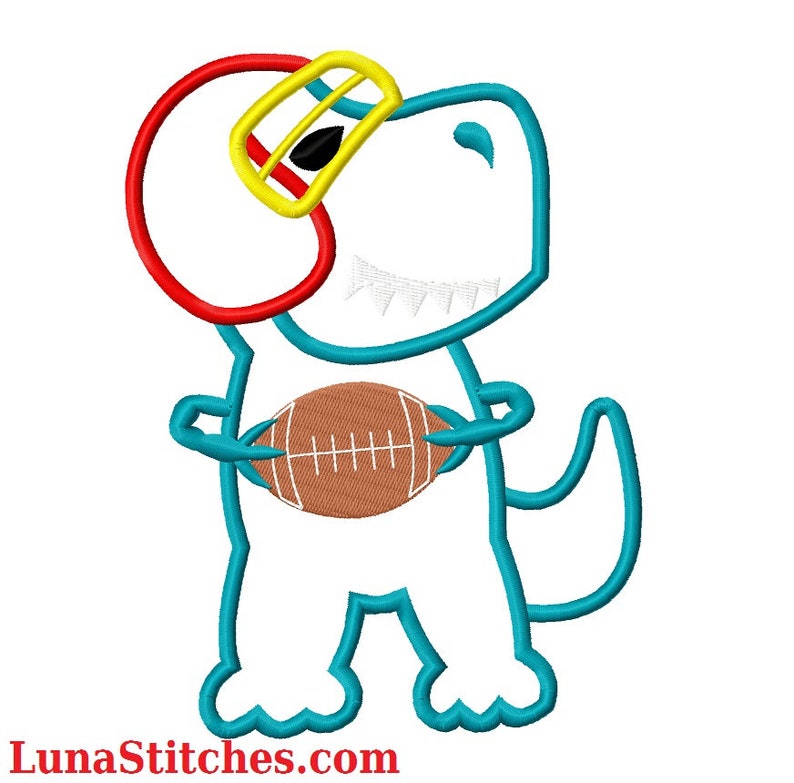 T-rex Dinosaur Dino Football Player Embroidery Design INSTANT - Etsy