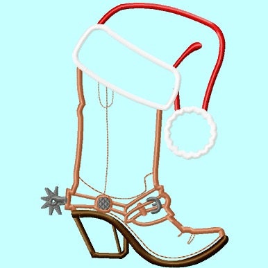 Cowboy Boot and Santa Claus Hat APPLIQUE Embroidery Design | Etsy