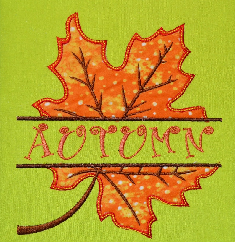 Split Autumn Leaf Applique Embroidery Design INSTANT DOWNLOAD - Etsy