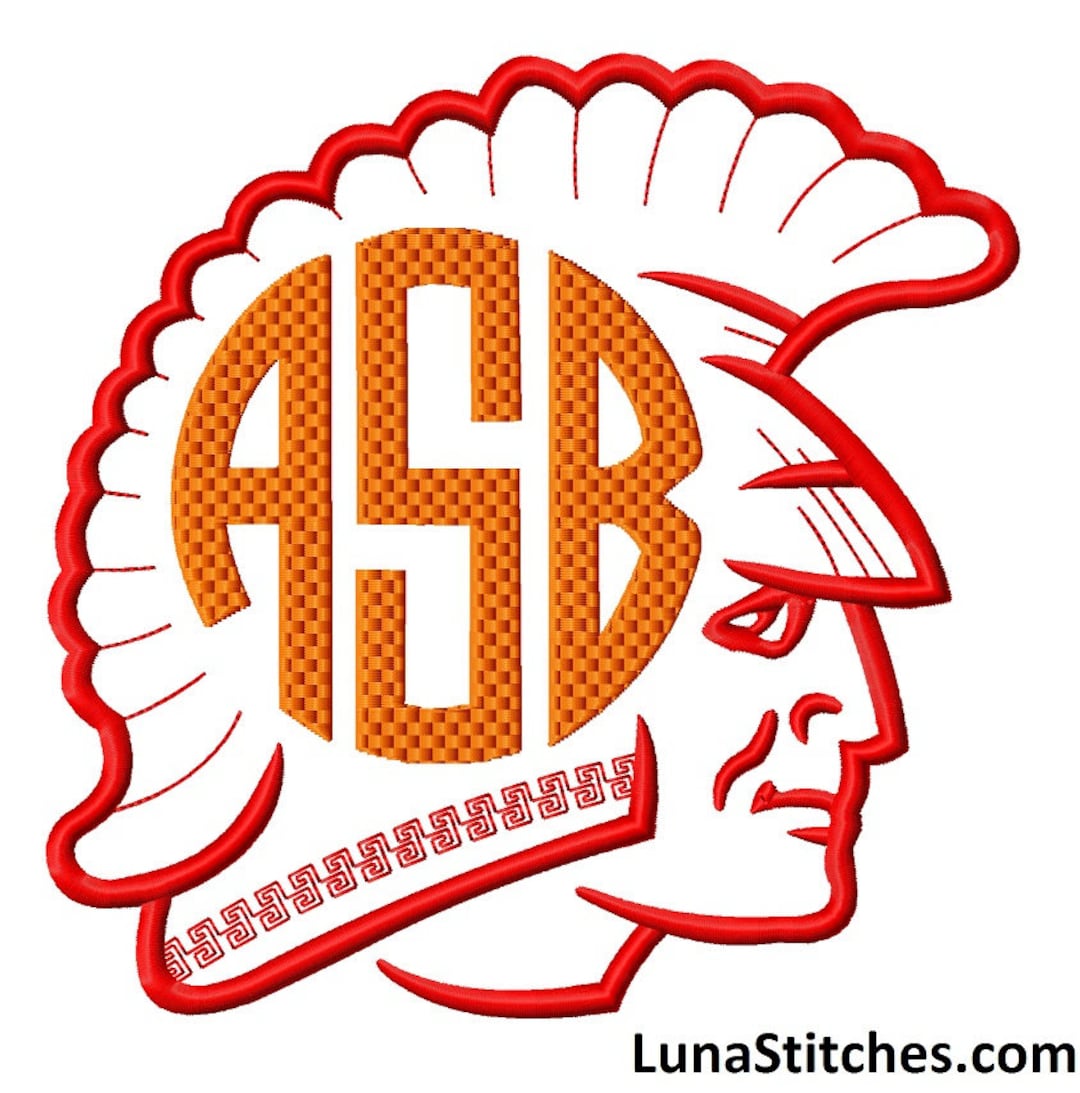 Trojan Mascot Head Monogram Frame Embroidery Designs 3 Sizes, INSTANT ...