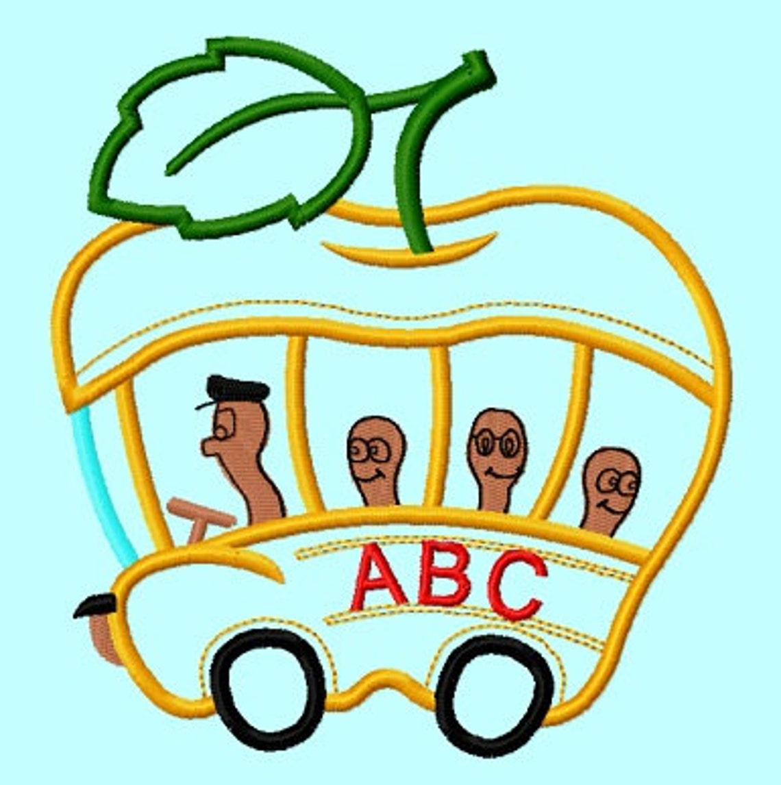 Apple School Bus APPLIQUE Embroidery Design 3 Sizes INSTANT | Etsy
