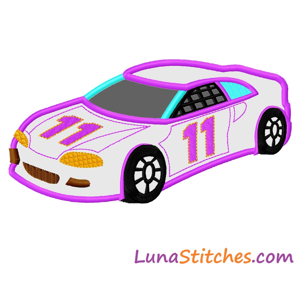 Red Race Car Eleven APPLIQUE Embroidery Design INSTANT DOWNLOAD - Etsy