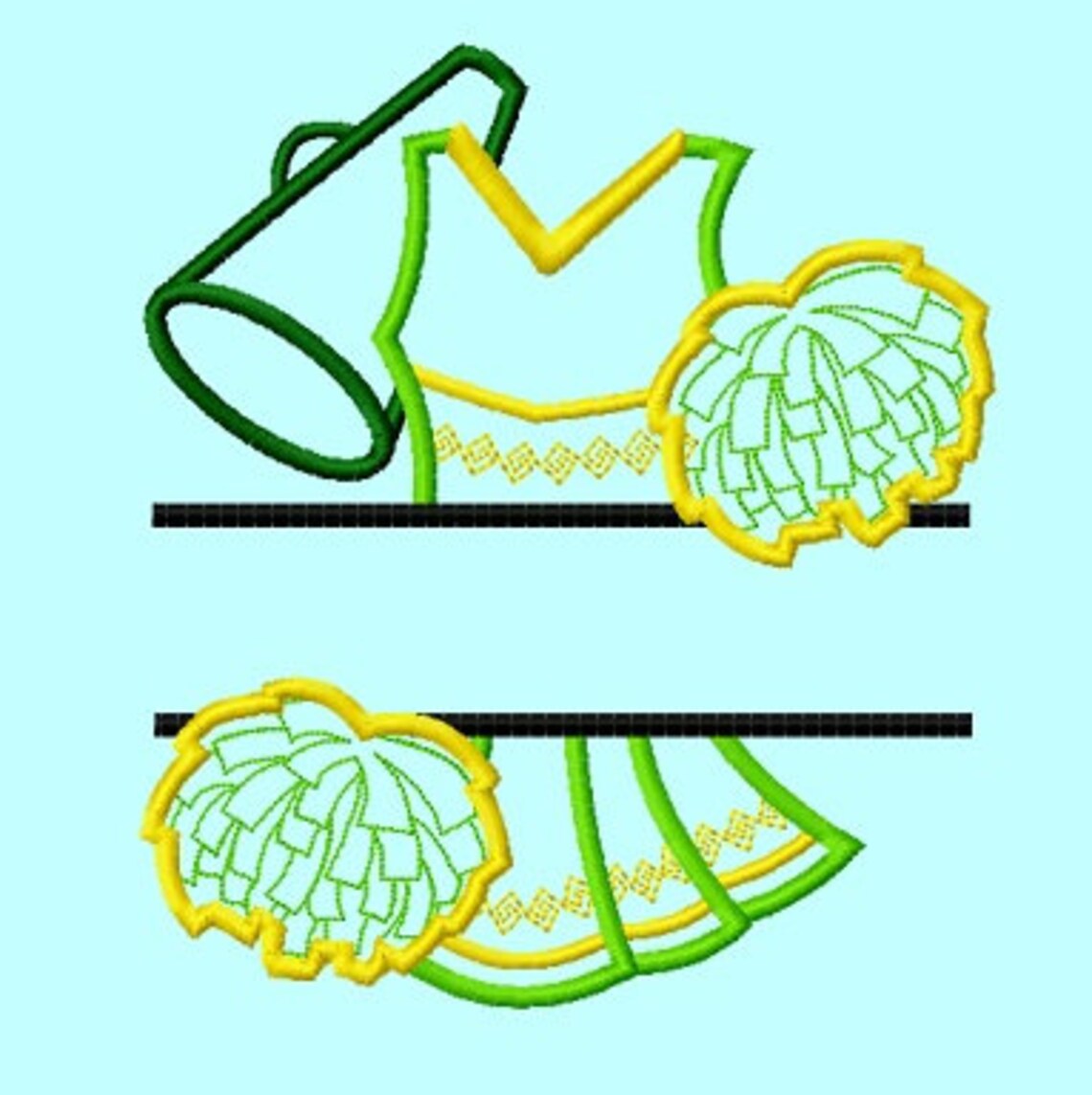 Split Cheerleader Items Pom Pom Megaphone Applique | Etsy