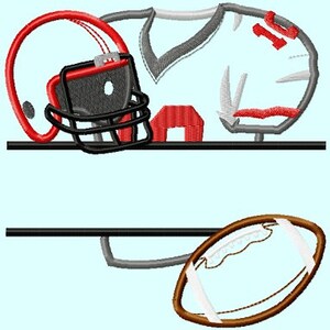 Split Football Items, Shirt, Helmet, Ball, Applique Embroidery Design ...