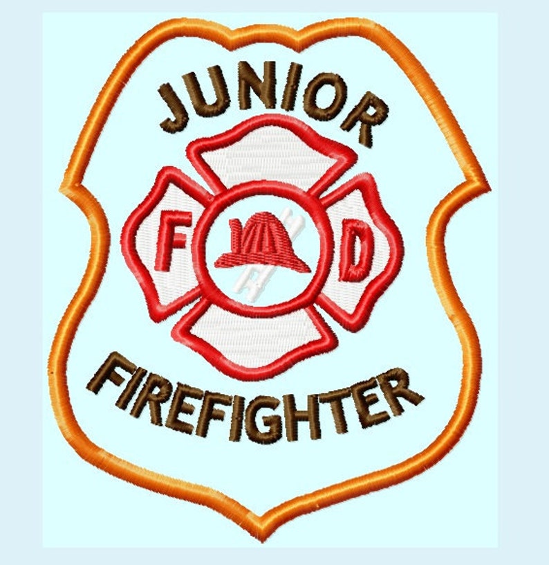 Fire Department Junior Firefighter Badge APPLIQUE Embroidery Designs ...