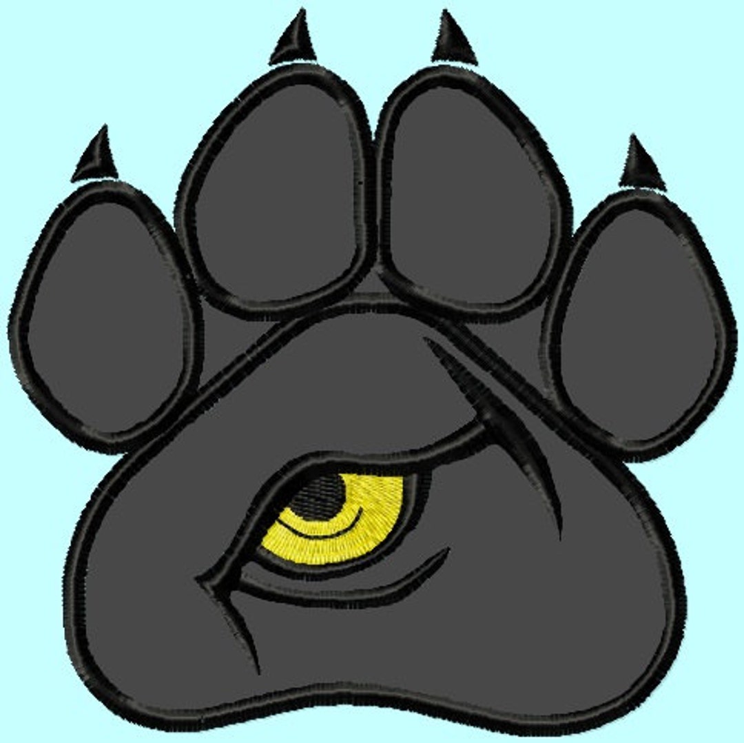 Panther Eye on Paw Applique Embroidery Design 4 Sizes INSTANT DOWNLOAD ...