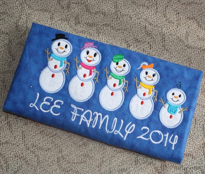 Snowman Family Applique Embroidery Designs 5 INDIVIDUAL - Etsy