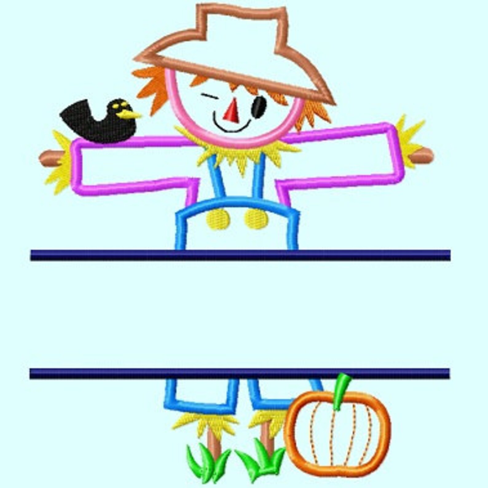 Split Scarecrow Applique Embroidery Design INSTANT DOWNLOAD - Etsy