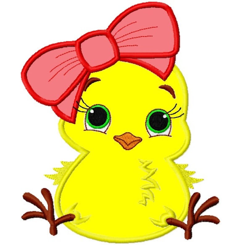 Cutest Baby Chicken With Bow Applique Embroidery Design File 3 | Etsy