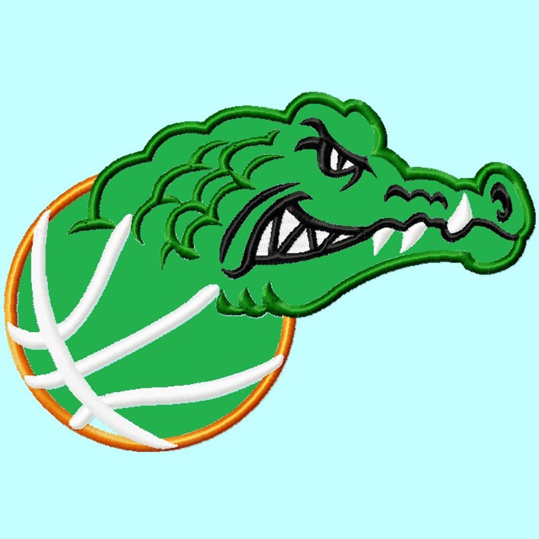 Alligator on Basketball Applique Embroidery Designs 4 Sizes, Hoops 4x4 ...