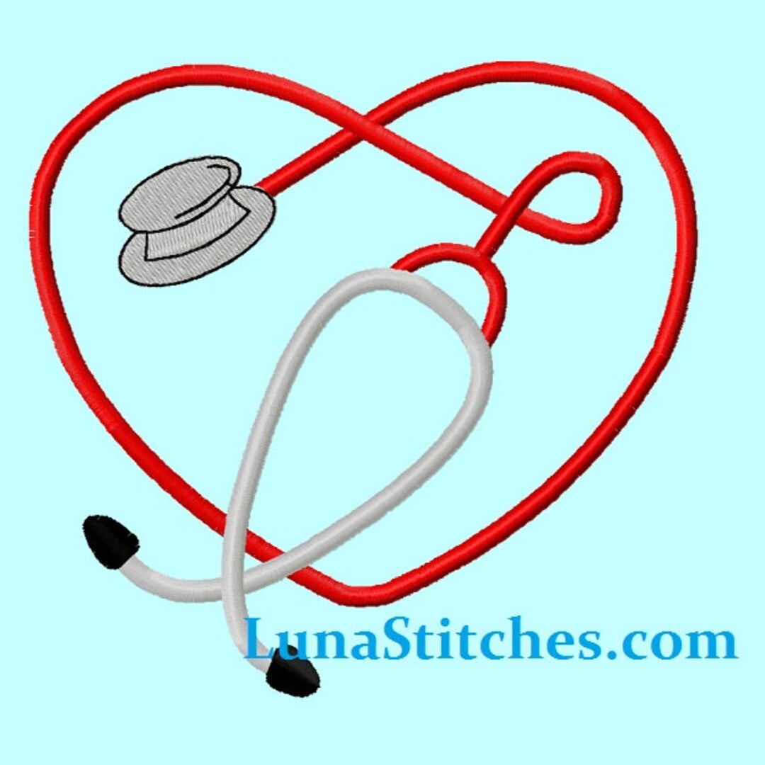 Nurse or Doctor Stethoscope Heart Filled Embroidery Design INSTANT ...
