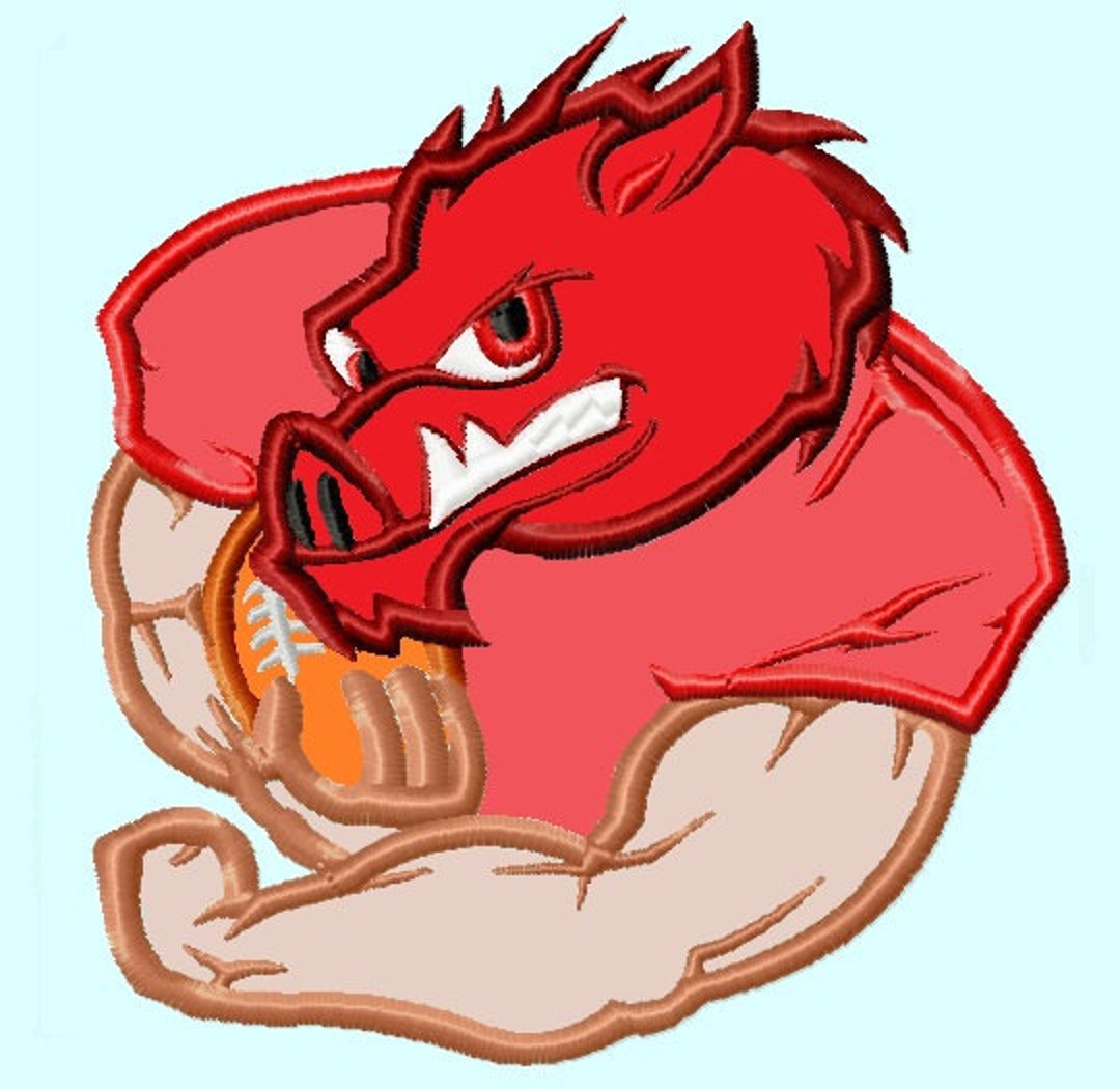 Wild Hog Football Player Applique Embroidery Design Instant Download - Etsy