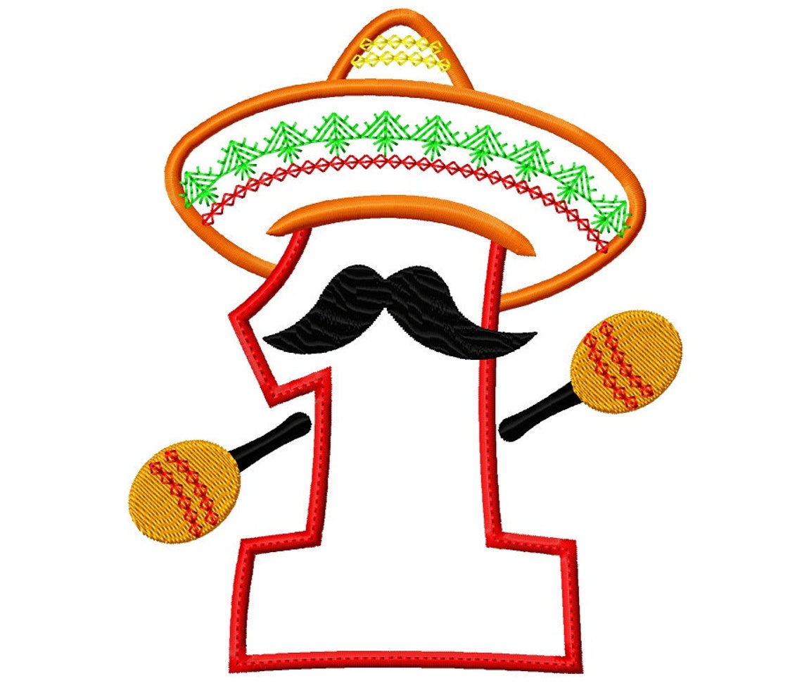 Mexican Fiesta Hat Number One 1 APPLIQUE Embroidery Design - Etsy UK